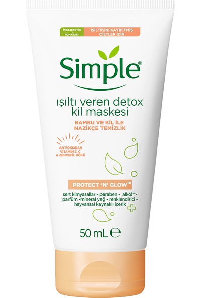 Simple Protect & Glow Kil Maskesi Detox Işıltı Veren 50 Ml Simple Protect & Glow Kil Maskesi Detox Işıltı Veren 50 Ml