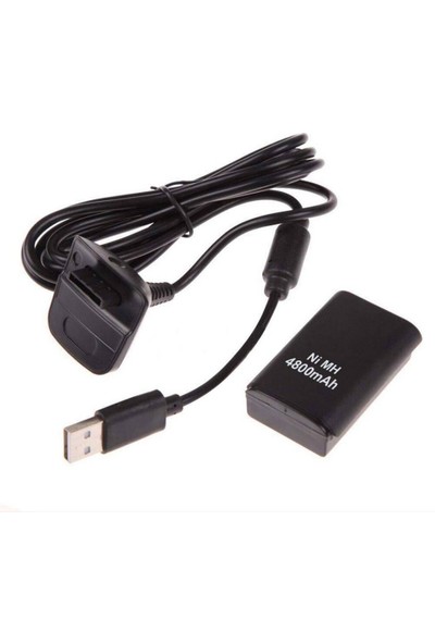 DNR Bilişim Xbox 360 Joystick Şarj Kiti USB + Batarya Kablosu Birlikte