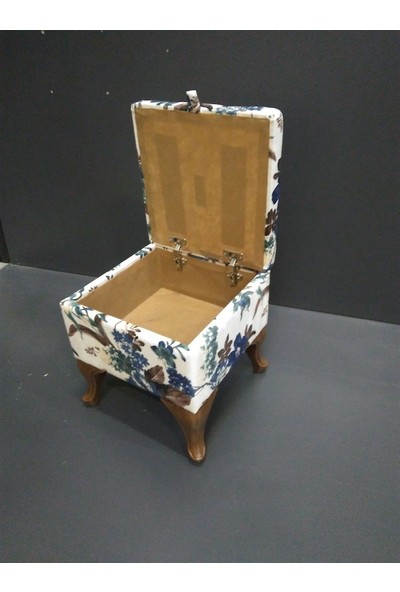 Ertok Sandıklı Puf Koltuk Lacivert Çiçekli