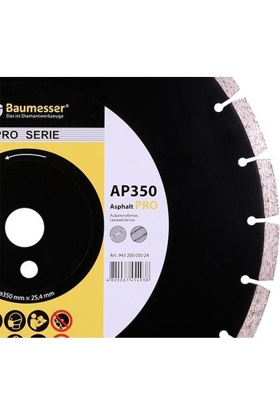 Baumesser Asphalt Pro Sekil 1A1RSS Hit Testere Ebat 350X3,5/2,5X10X25,4-11,5-24 mm Baumesser Asphalt Pro Sekil 1A1RSS Hit Testere Ebat 350X3,5/2,5X10X25,4-11,5-24 mm