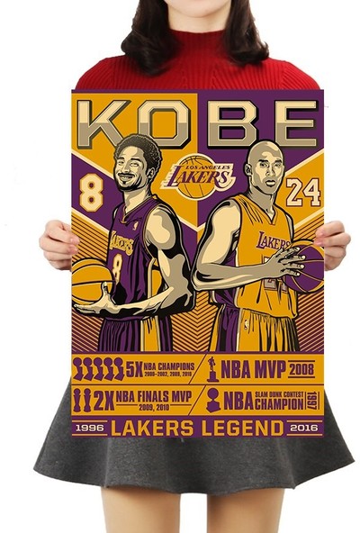 Caph Design Kobe Bryant Vintage Kraft Poster - 32X45CM - Özel Kutulu