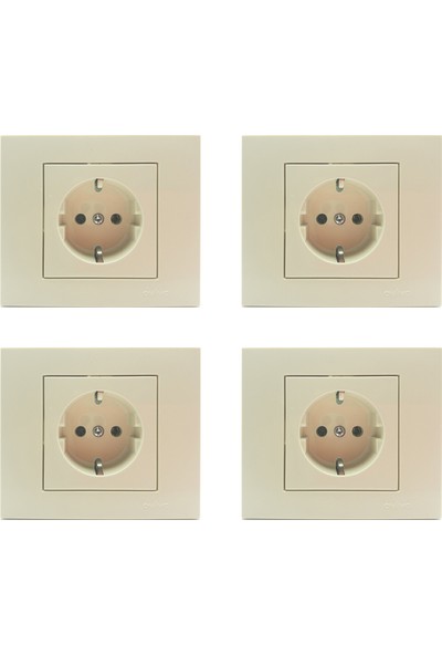 Ovivo Grano Krem Topraklı Priz Çerçeveli 4 ADET Ovivo Grano Krem Topraklı Priz Çerçeveli 4 ADET