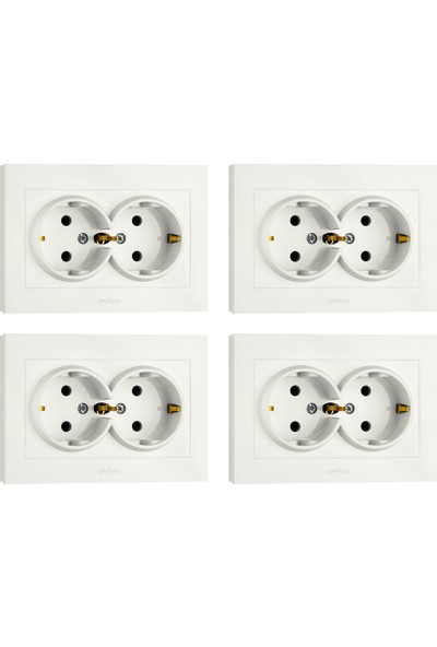 Ovivo Grano Beyaz Ikili Topraklı Priz Çerçeveli 4 ADET
