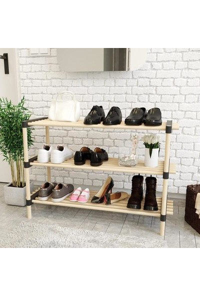 Emr Ksv 3 Katlı Ahşap Ayakkabılık - 77 Cm.
