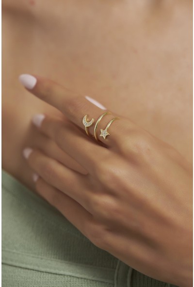 Ninova Silver Ayyıldız Model Altın Kaplama Gümüş Yüzük Ninova Silver Ayyıldız Model Altın Kaplama Gümüş Yüzük