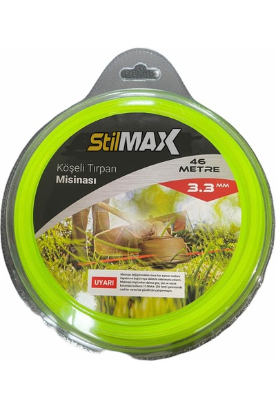 Stilmax 1 Adet 3.3 mm 6 Köşeli Misina 46 Metre Altıgen Tırpan Misinası Multi Kesimli Stilmax 1 Adet 3.3 mm 6 Köşeli Misina 46 Metre Altıgen Tırpan Misinası Multi Kesimli