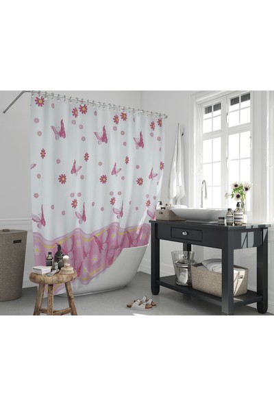 Zethome Jackline Banyo Duş Perdesi 6020 Tek Kanat Pembe 1X180X200 Zethome Jackline Banyo Duş Perdesi 6020 Tek Kanat Pembe 1X180X200