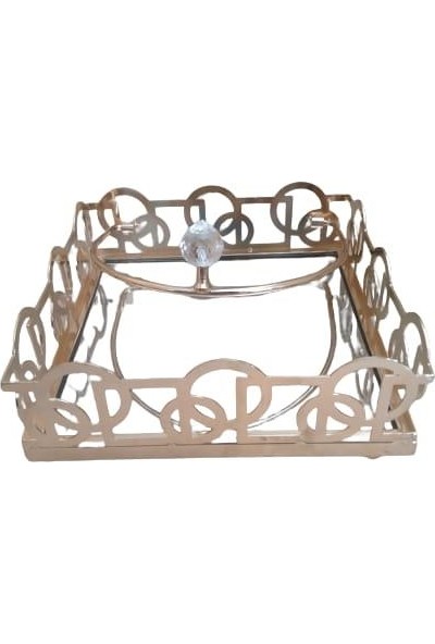 Star Dekor Gold Aynalı Kare Ikramlık 18*18 cm Star Dekor Gold Aynalı Kare Ikramlık 18*18 cm