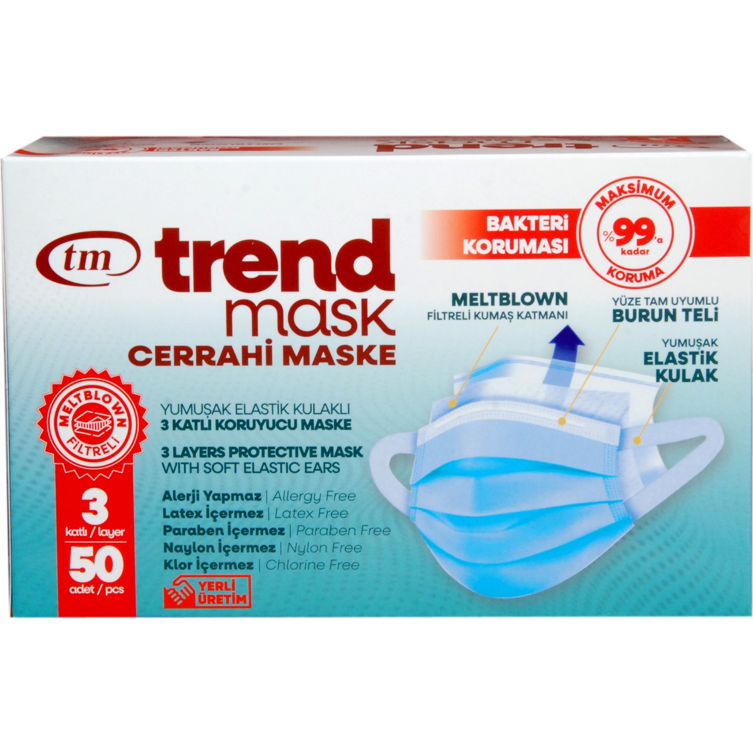 Trend Mask Trendmask Cerrahi Maske 10 X 50'Li Kutu Fiyatı