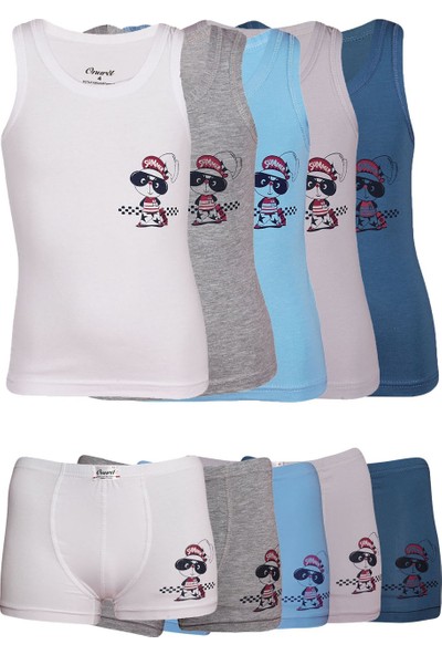 Onurel Erkek Çocuk 5'li Baskılı Karışık Renk Likralı Takım