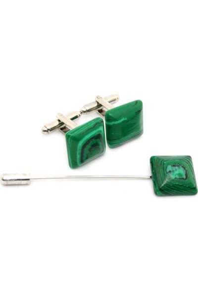 Ocean Pole Yeşil Yaka Iğnesi Kol Düğmesi Seti Ocean Pole Yeşil Yaka Iğnesi Kol Düğmesi Seti