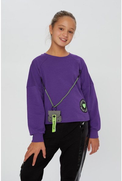 Little Star Kız Çocuk Askı Çantalı Sweatshirt