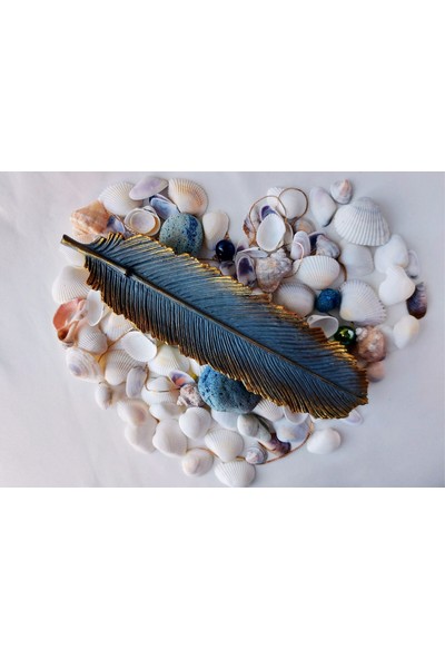 My Galaxy Kuş Tüyü Gri Eskitme Altın Özel Tasarım Dekoratif Tütsülük