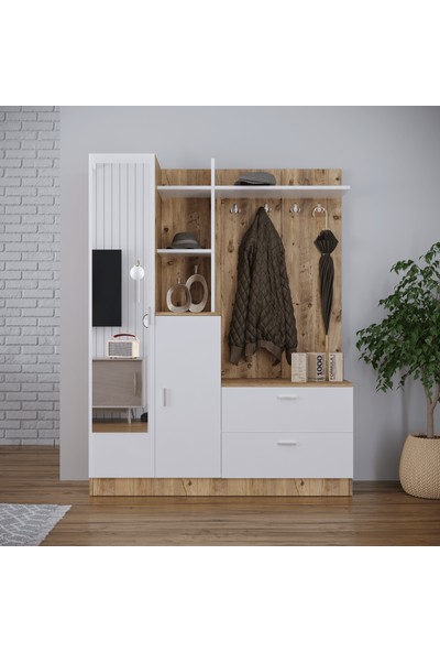 Robin Home Vestiyer Ayakkabılık Portmanto Aynalı Raf Atlantik Çam Beyaz Robin Home Vestiyer Ayakkabılık Portmanto Aynalı Raf Atlantik Çam Beyaz