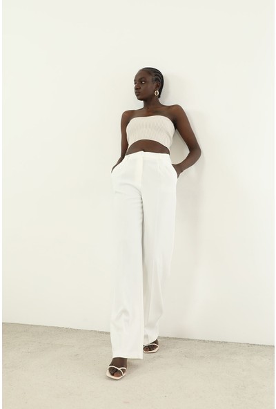 Foremia Retro Palazzo Pantolon-Ekru