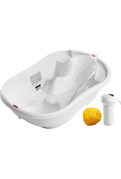 Okbaby Onda Evol Banyo Küveti ; Splash Bebek Duşu ; Doğal Banyo Süngeri No.10 / Beyaz