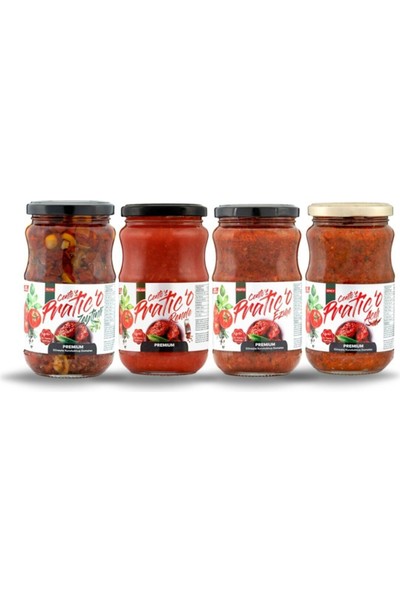 Cento's Pratic'o Güneşte Kurutulmuş Domates 4'lü Set(Ezme, Acılı ,zeytinli, Rende) Cento's Pratic'o Güneşte Kurutulmuş Domates 4'lü Set(Ezme, Acılı ,zeytinli, Rende)