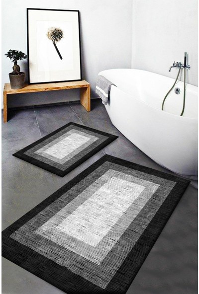 Else Halı Else Gri Siyah Beyaz Kutulu Desenli Yıkanabilir Kaymaz Banyo Paspası 2li Klozet Takımı Halısı Dts-3 Else Halı Else Gri Siyah Beyaz Kutulu Desenli Yıkanabilir Kaymaz Banyo Paspası 2li Klozet Takımı Halısı Dts-3