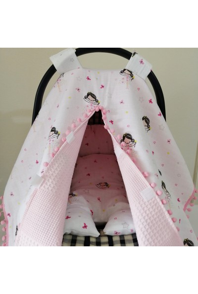 Babylifehome Pikeli Muslin Kumaştan Puset Örtüsü ve Minderi Babylifehome Pikeli Muslin Kumaştan Puset Örtüsü ve Minderi