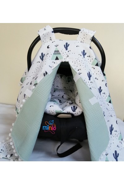 Babylifehome Pikeli Muslin Kumaştan Puset Örtüsü ve Minderi