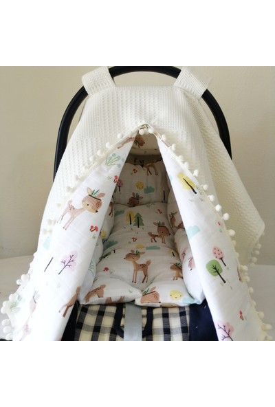 Babylifehome Pikeli Muslin Kumaştan Puset Örtüsü ve Minderi