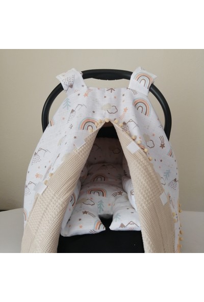 Babylifehome Pikeli Muslin Kumaştan Puset Örtüsü ve Minderi