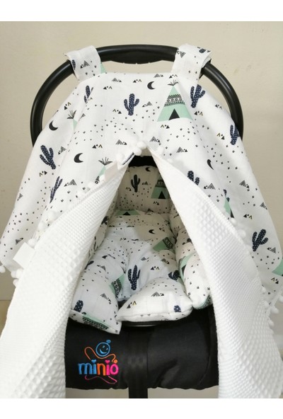 Babylifehome Pikeli Muslin Kumaştan Puset Örtüsü ve Minderi