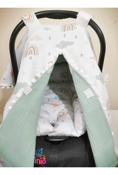 Babylifehome Pikeli Muslin Kumaştan Puset Örtüsü ve Minderi