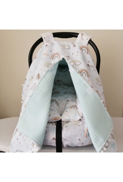 Babylifehome Pikeli Muslin Kumaştan Puset Örtüsü Minderi ve Çarşafı Babylifehome Pikeli Muslin Kumaştan Puset Örtüsü Minderi ve Çarşafı