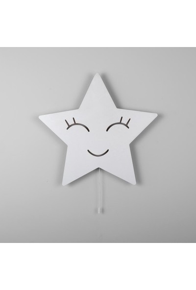 Instababyrooms Beyaz Gülen Yıldız Ahşap Aydınlatma