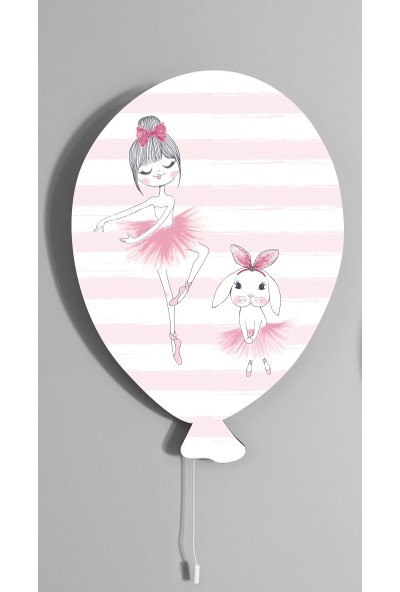 Instababyrooms Balerin Kız ve Tavşan Şeker Balon Aydınlatma