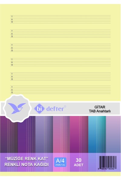Bi Defter Gitar Nota Kağıdı Tab Anahtarlı Sarı Renkli Özel Tasarım Ofset Baskı Bi Defter Gitar Nota Kağıdı Tab Anahtarlı Sarı Renkli Özel Tasarım Ofset Baskı
