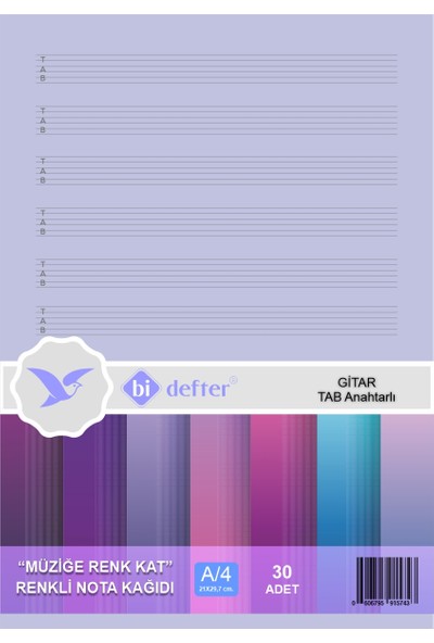 Bi Defter Gitar Nota Kağıdı Tab Anahtarlı Mavi Renkli Özel Tasarım Ofset Baskı Bi Defter Gitar Nota Kağıdı Tab Anahtarlı Mavi Renkli Özel Tasarım Ofset Baskı