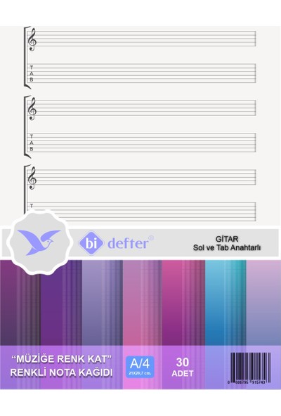 Bi Defter Gitar Nota Kağıdı Sol ve Tab Anahtarlı Beyaz Renkli Özel Tasarım Ofset Baskı Bi Defter Gitar Nota Kağıdı Sol ve Tab Anahtarlı Beyaz Renkli Özel Tasarım Ofset Baskı