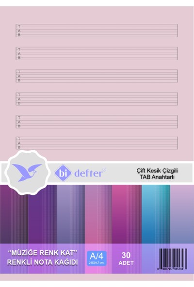 Bi Defter Gitar Nota Kağıdı Tab Anahtarlı K.ç. Lila Renkli Özel Tasarım Ofset Baskı Bi Defter Gitar Nota Kağıdı Tab Anahtarlı K.ç. Lila Renkli Özel Tasarım Ofset Baskı