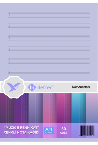 Bi Defter Nota Kağıdı Nötr Anahtarlı Mavi Renkli Özel Tasarım Ofset Baskı