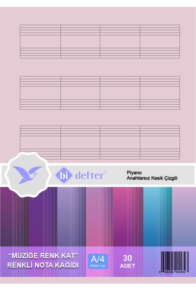 Bi Defter Piyano Nota Kağıdı Çift Porte Lila Renkli Özel Tasarım Ofset Baskı Bi Defter Piyano Nota Kağıdı Çift Porte Lila Renkli Özel Tasarım Ofset Baskı