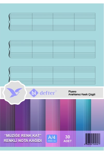 Bi Defter Piyano Nota Kağıdı Çift Porte Tırnaklı Yeşil Renkli Özel Tasarım Ofset Baskı