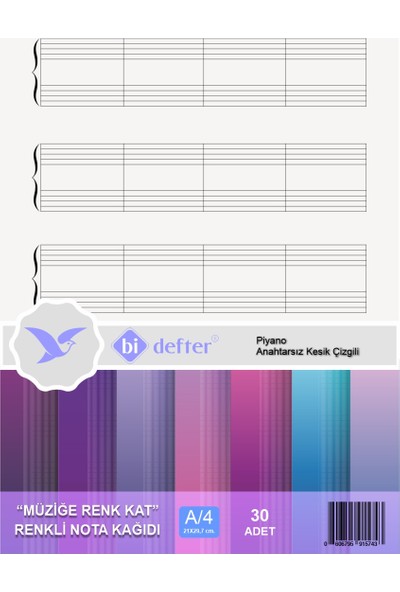 Bi Defter Piyano Nota Kağıdı Çift Porte Tırnaklı Beyaz Renkli Özel Tasarım Ofset Baskı