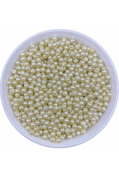 Hedef Bijuteri 50 gr 5mm Krem Cam Inci Boncuk ,takı Yapım Boncuğu (50GR,~300 Adet )