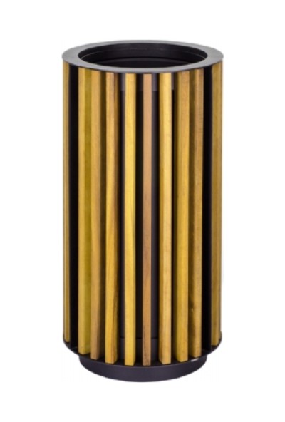 Ovata Ahşap Palmiye Dış Mekan Çöp Kovası Avm Park Bahçe Metal Çöp Kutusu