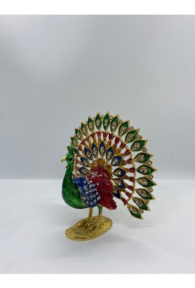 Sevilen Hediyeler Tavus Kuşu Swaroski Taşlı Mücevher Kutusu