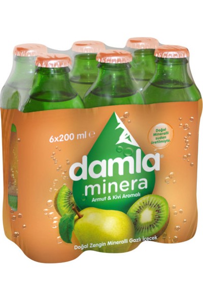 Damla Armut ve Kivi Aromalı Meyveli Soda 200 ml 6'lı Damla Armut ve Kivi Aromalı Meyveli Soda 200 ml 6'lı