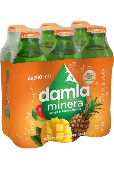 Damla Mango ve Ananas Aromalı Meyveli Soda 200 ml 6'lı Damla Mango ve Ananas Aromalı Meyveli Soda 200 ml 6'lı