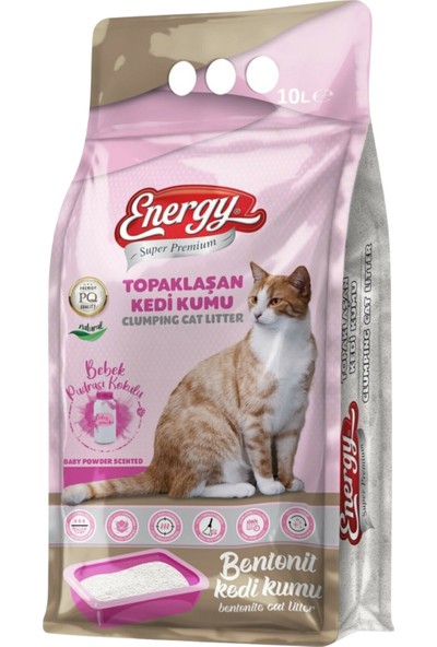 Energy Topaklaşan Kedi Kumu Bebek Pudrası Kokulu-10 Lt-2 Adet