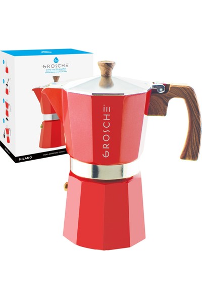 Grosche Milano Moka Pot Kırmızı 9 Cup 450 ml