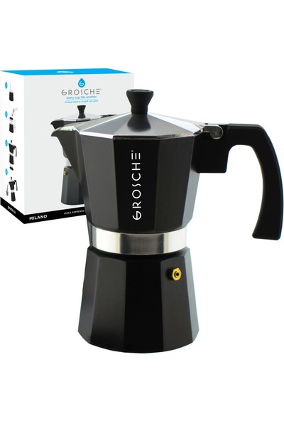 Grosche Milano Moka Pot Siyah 6 Cup 275 ml
