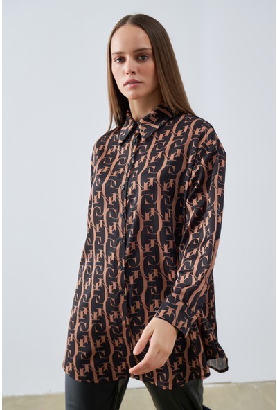 Gusto G Logolu Saten Tunik - Siyah