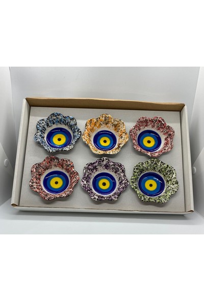 Sevilen Hediyeler Dekoratif Seramik Papatya Nazar Boncuklu Altılı Kase Takımı Sevilen Hediyeler Dekoratif Seramik Papatya Nazar Boncuklu Altılı Kase Takımı