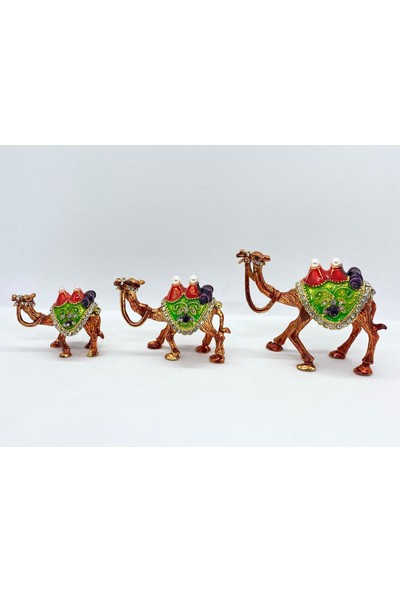 Sevilen Hediyeler Üçlü Deve Swaroski Taşlı Mücevher Kutusu